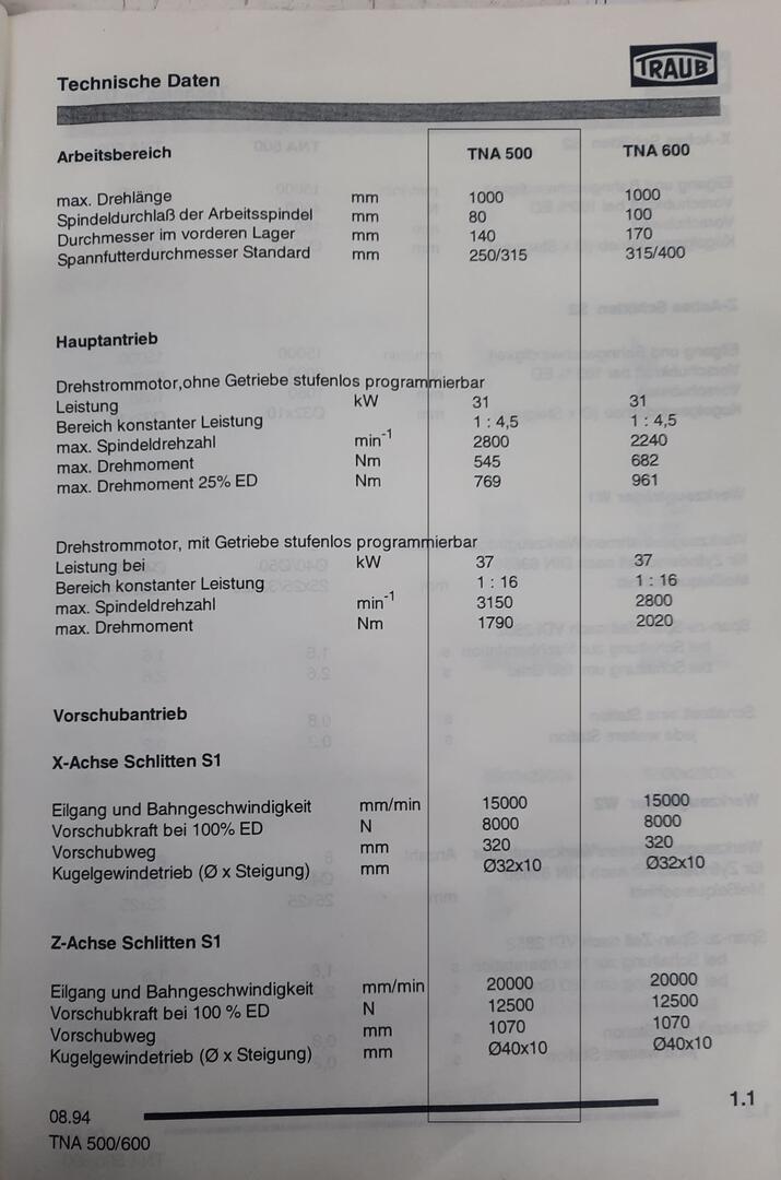 Best Used TRAUB TNA 500 CNC Lathe for Sale