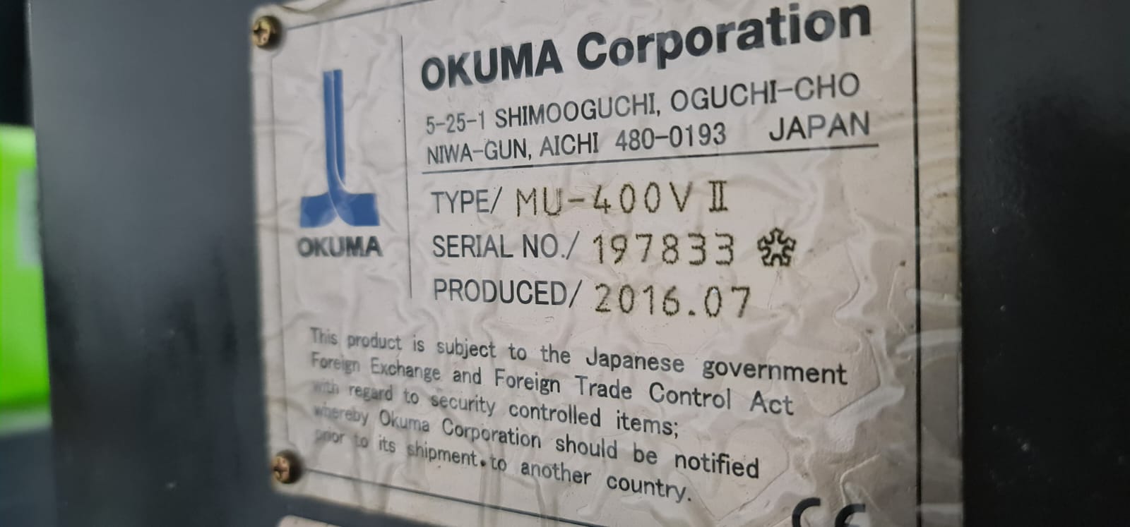 OKUMA MU400-V-II Multitarefa VMC | Asset-Trade