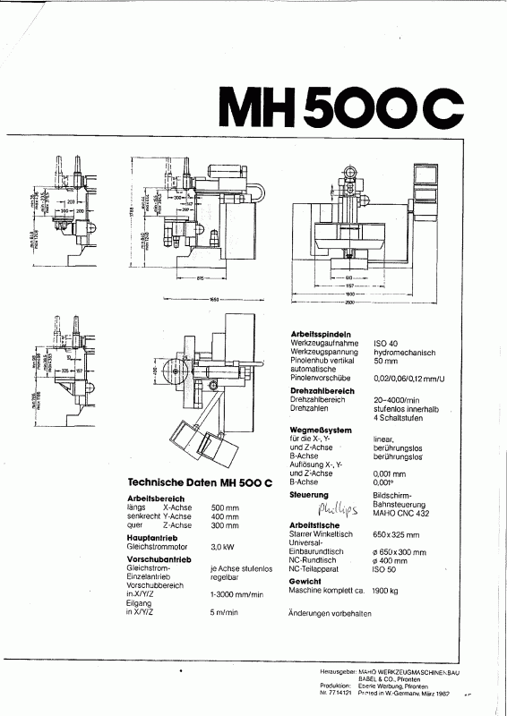 පාවිච්චි කළ MAHO MH 500 C - CNC යන්ත්‍ර මධ්‍යස්ථානය මිලදී ගන්න