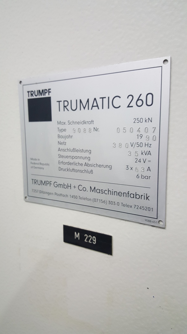 Buyy Used TRUMPF TC 260R Punching Nibbling Machine