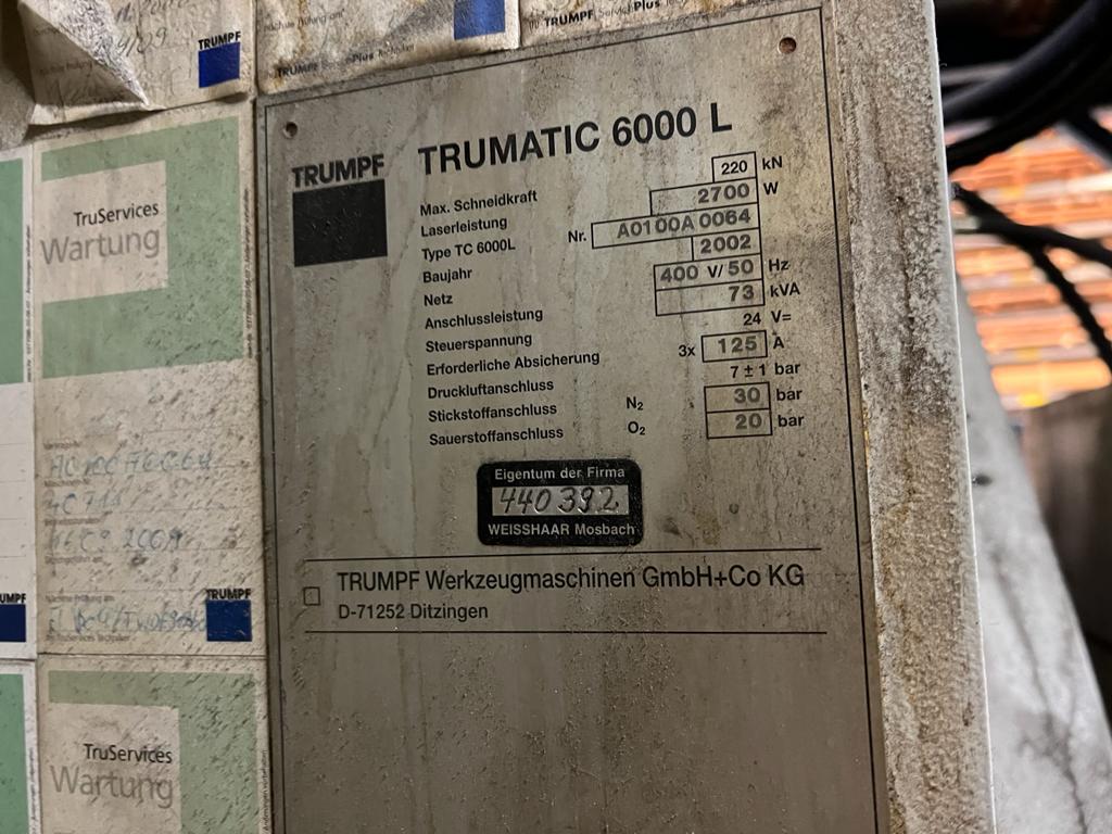 Best Used TRUMPF TC6000L 1600 FMC Laser Punch 2700W Sale
